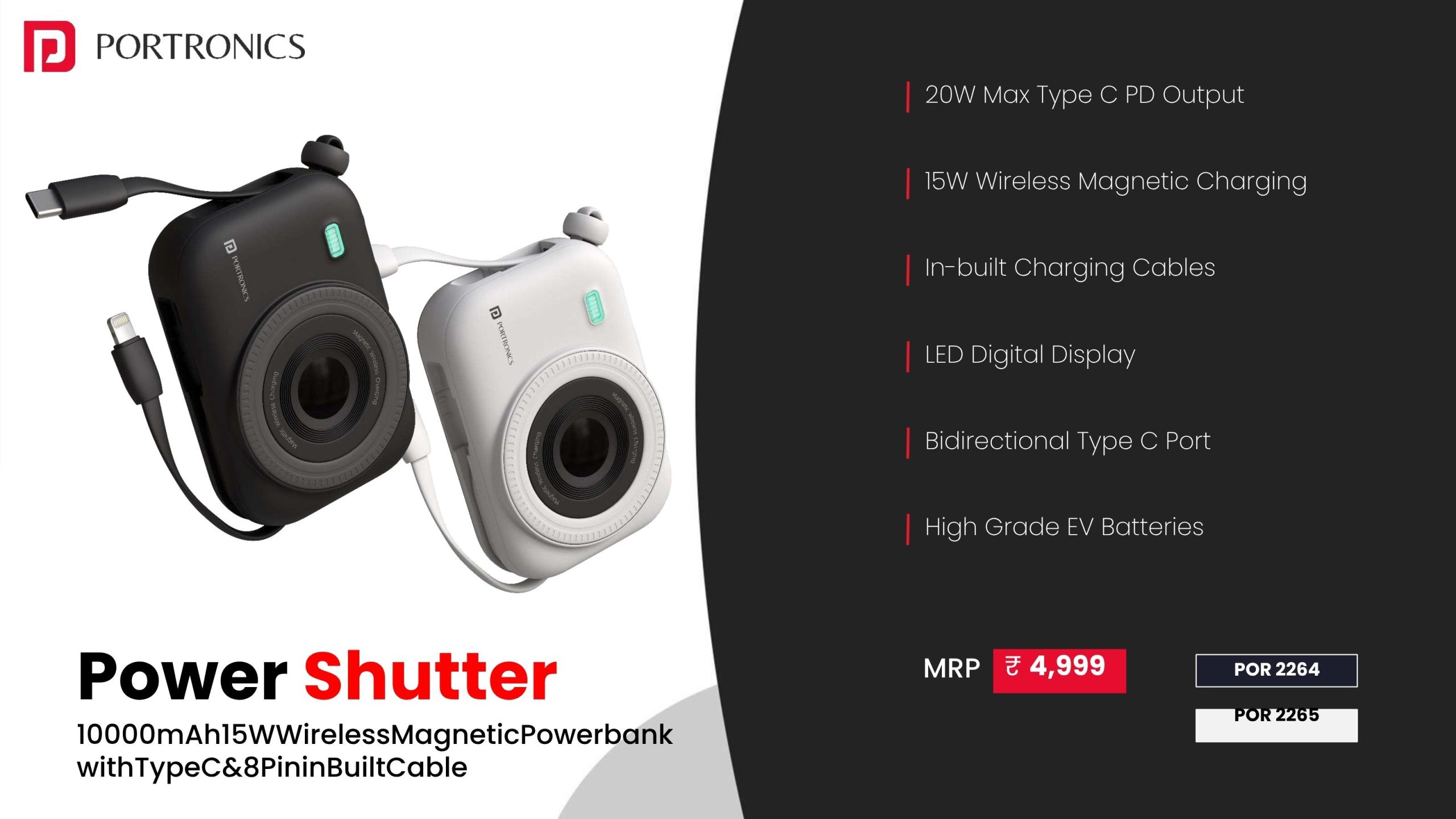 Power Shutter 10000mAh Magnetic Wireless Power Bank (POR 2264) Black ...